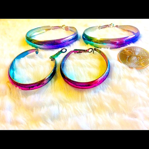 Vintage | Accessories | 2 Prs Rainbow Earrings 2 Sizes Pierced Last ...